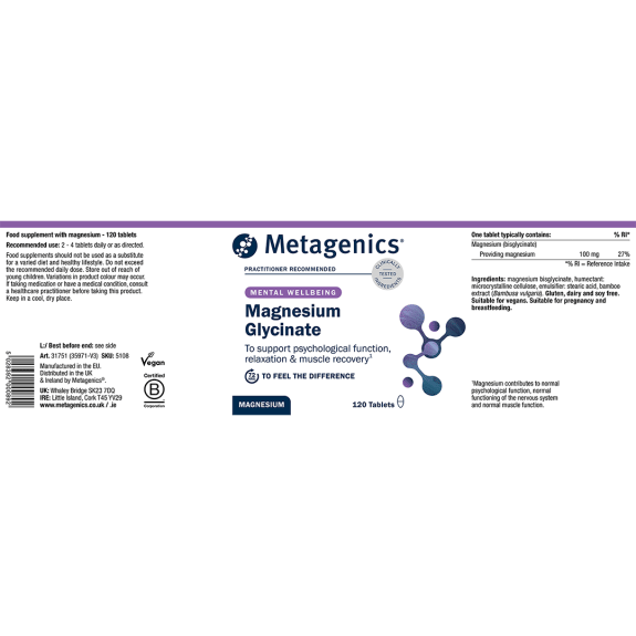 High Strength Magnesium Glycinate Tablets | Metagenics UK