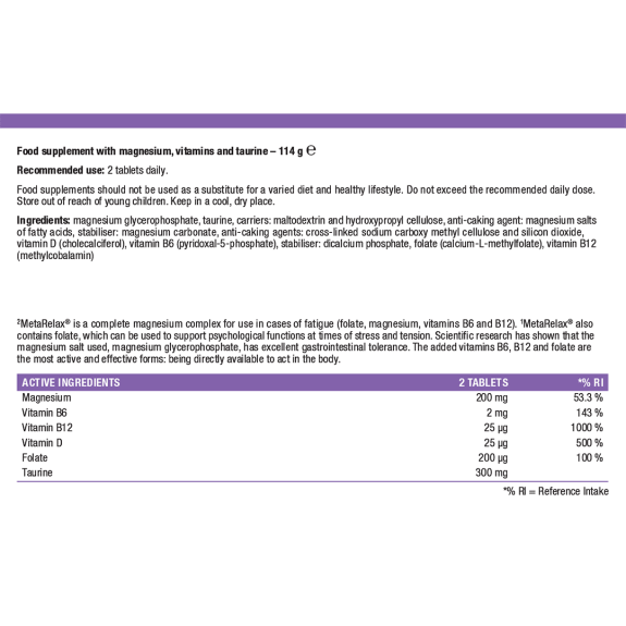 MetaRelax® (Prev Relax) Tablets & Sachets | Metagenics UK